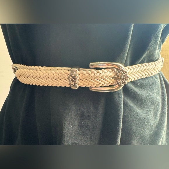 Brighton | Accessories | Brighton Womens Braided Leather Belt Cream ...